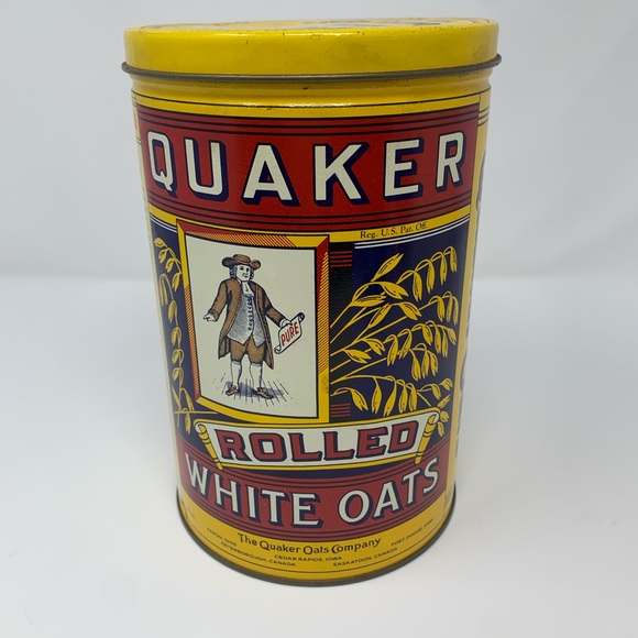 Quaker Oats | Other | Vintage Quaker Oats 984 Tin Can 198s Yellow Blue ...